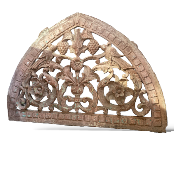 Carved Stone Arch Depicting Birds and Flowers - Architectural Element ...