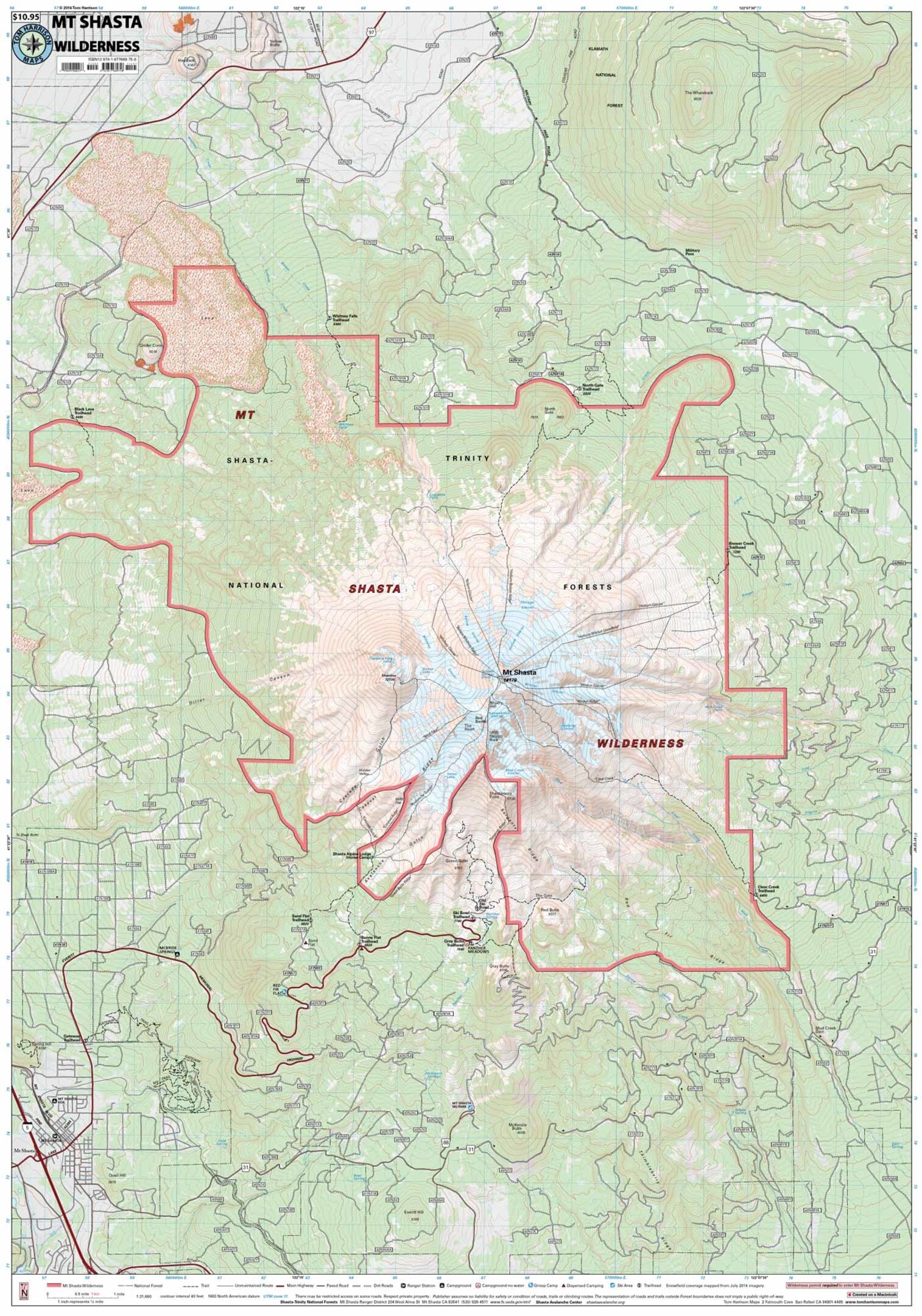 Tom Harrison Maps Mt. Shasta Wilderness Map | The BackCountry in Truck ...