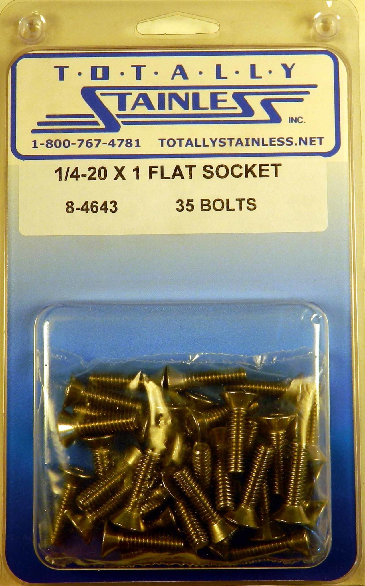 Totally Stainless 1/4-20 x 1 Stainless Flat Socket Head Bolts - 8-4643 ...