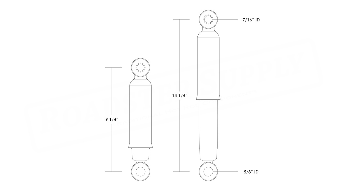 Smooth Bell Standard Length (Long) Hot Rod Shocks - Affordable Street Rods