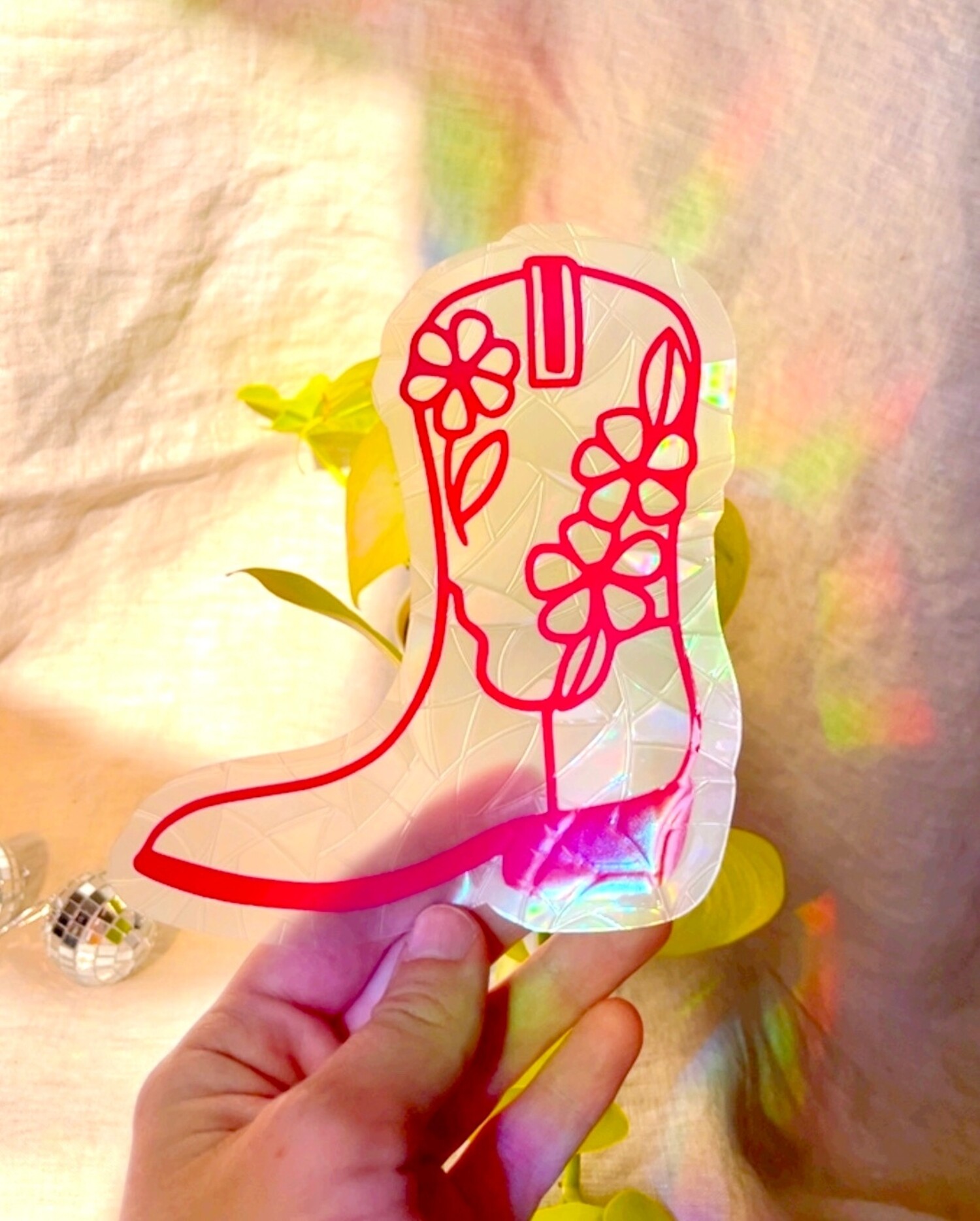 Cowboy Boot Suncatcher Sticker - Adora Boutique