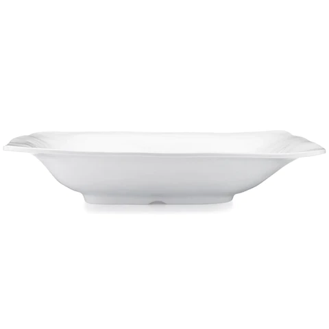 Q Squared Ruffle White Melamine Rectangle Shallow Serving Bowl ...
