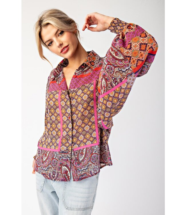 Evelynn Hot Pink Boho Blouse - Gracious Me!
