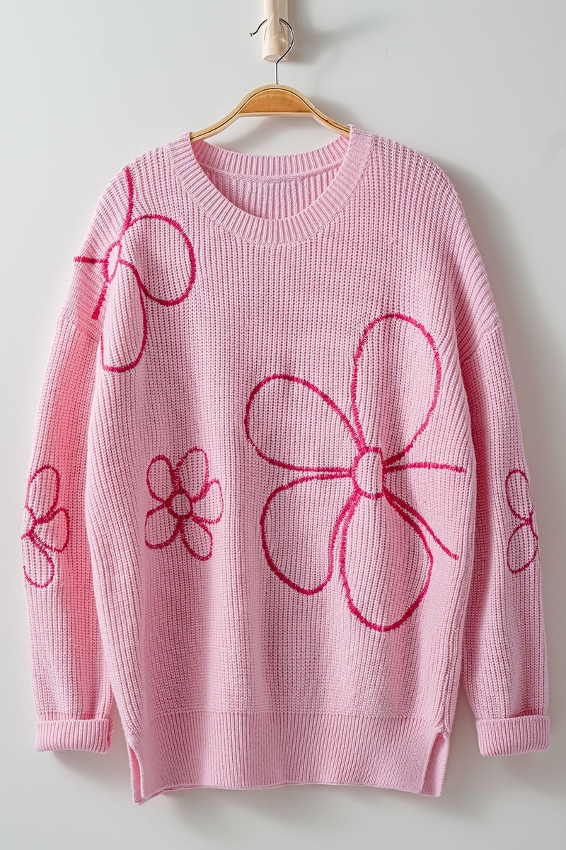 Frances Pink Flower Sweater - Gracious Me!