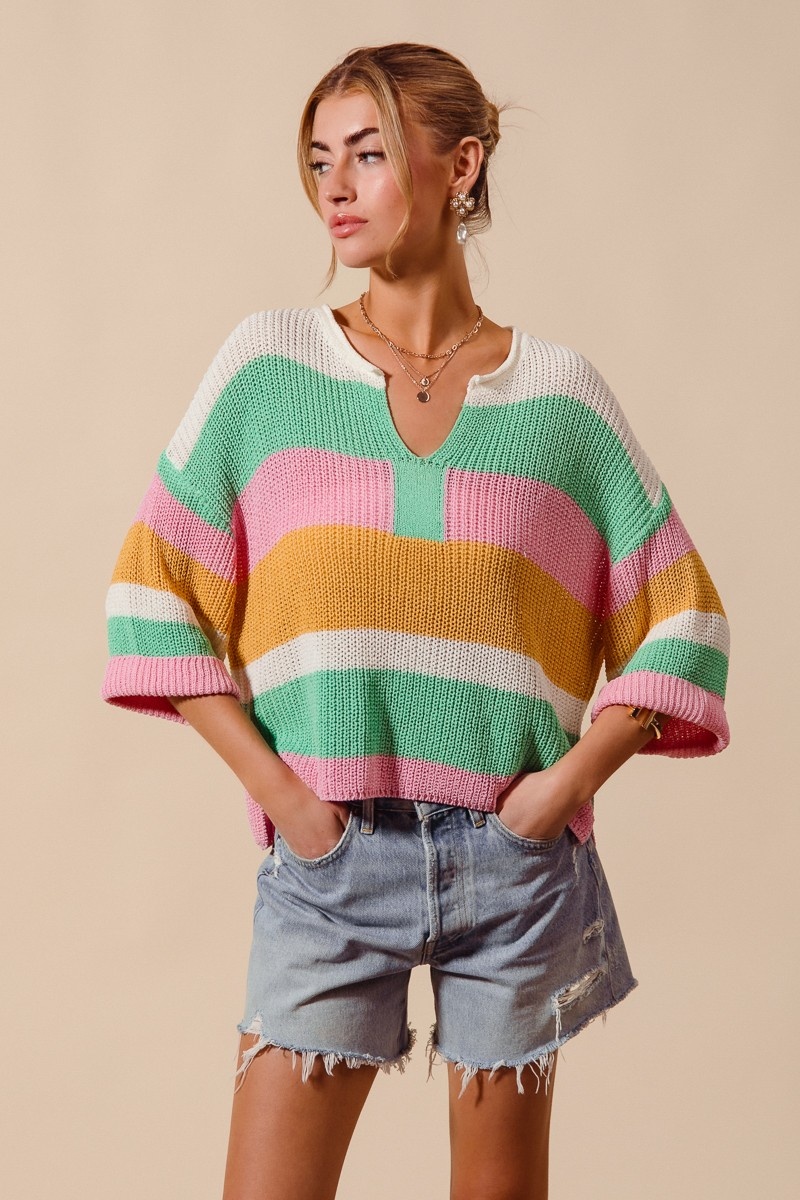Jasmine Multi Striped Sweater Top - Gracious Me!