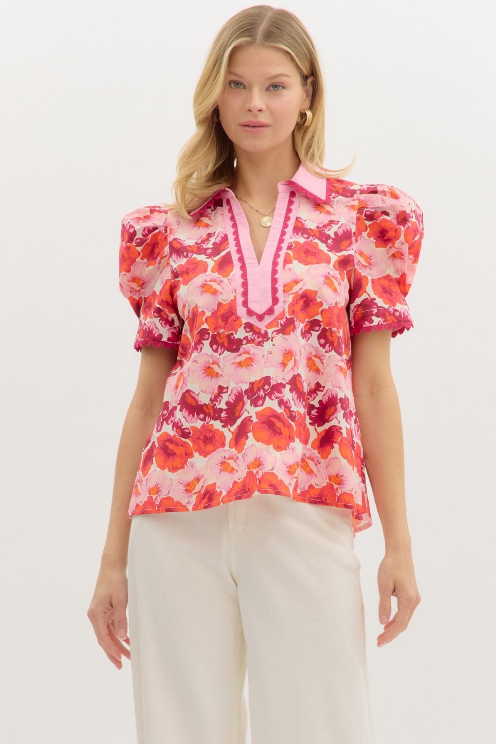 Tabitha Pink Floral Blouse - Gracious Me!