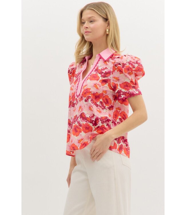 Tabitha Pink Floral Blouse - Gracious Me!