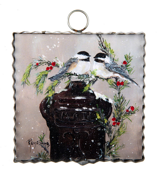 Round Top Mini Chickadees on Mail Box Print - Gracious Me!