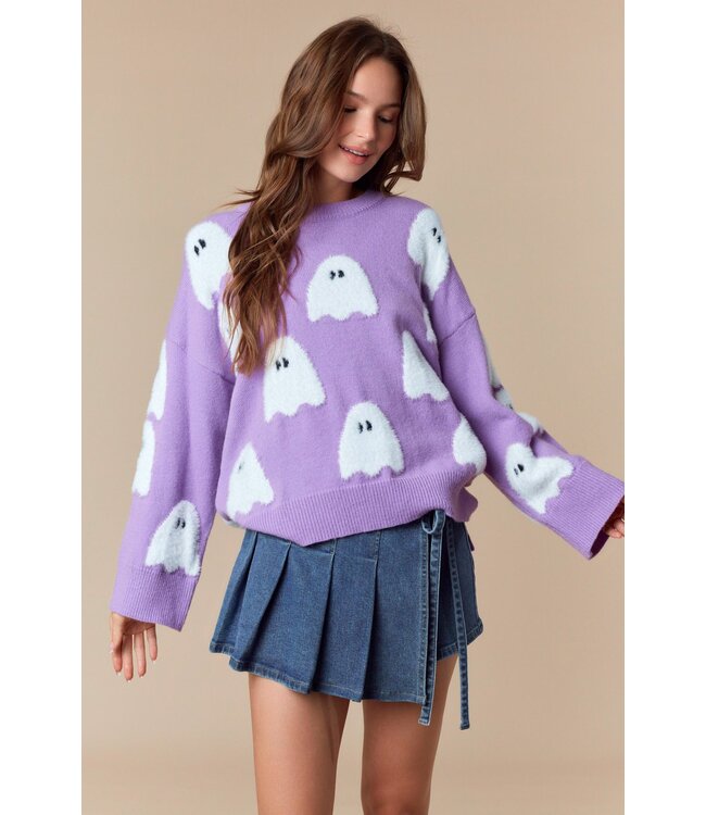 Boo Ghost Purple Sweater - Gracious Me!