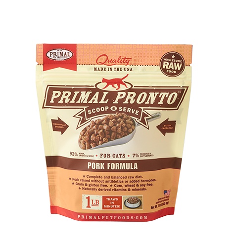 PRIMAL Pronto Frozen Raw Feline Pork 1 lb. - The Fish & Bone