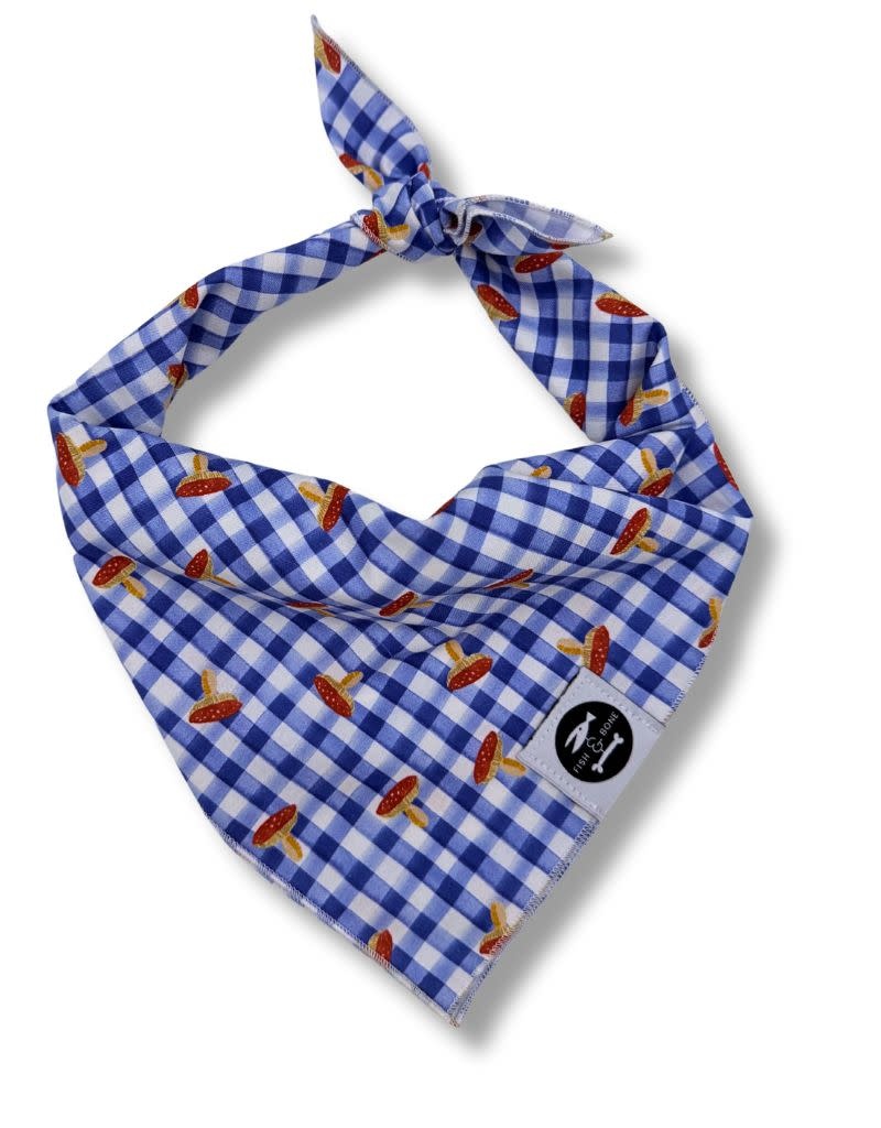 FISH & BONE Bandana Gingham Toadstools - The Fish & Bone