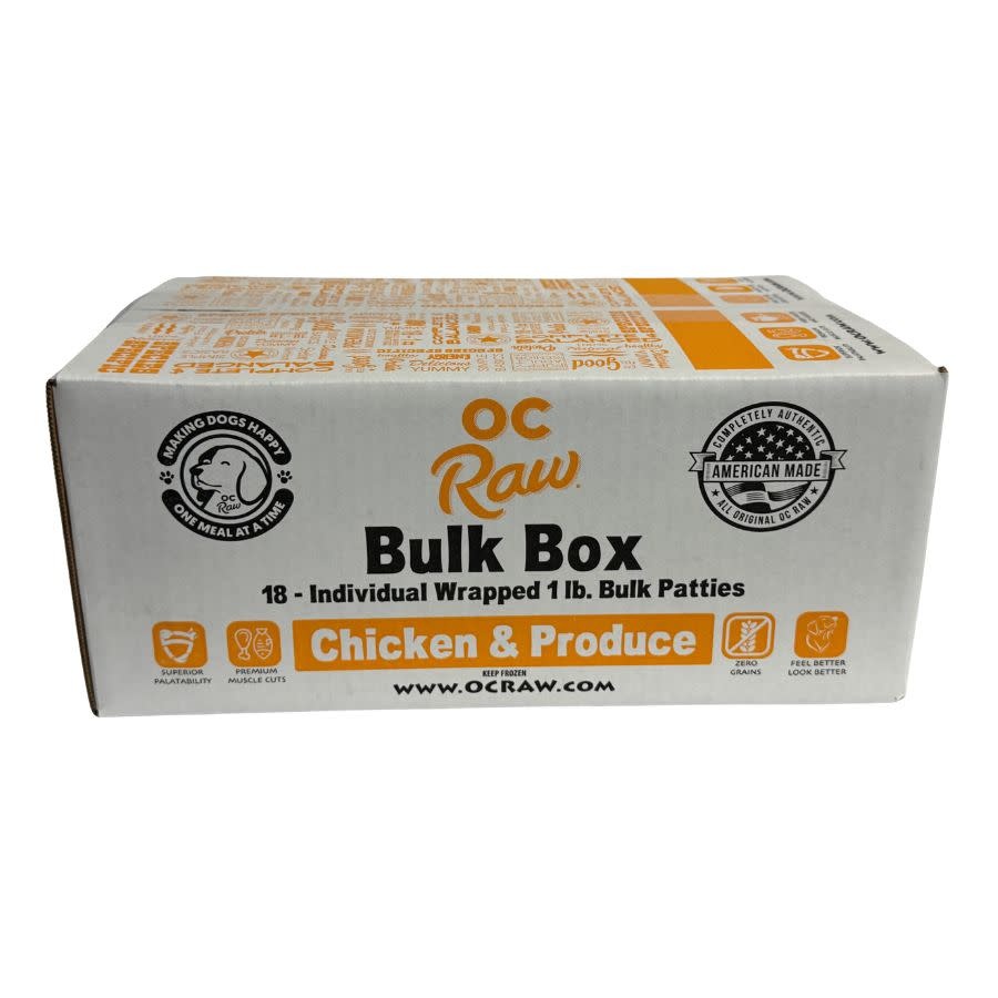 OC RAW Frozen Dog Chicken & Produce Recipe - The Fish & Bone