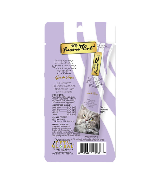Fussie Cat® Chicken Duck Purée 4 Tubes .05 OZ Each - The PawStand®