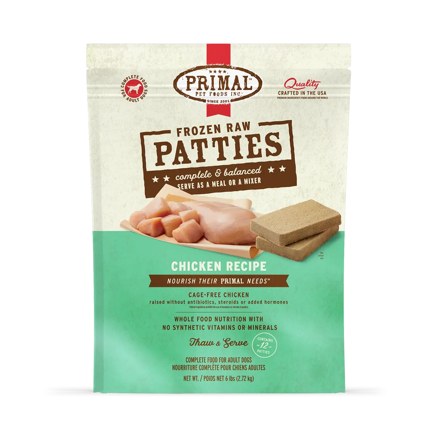 Primal Frozen Raw Chicken Patties – Cage-Free, Balanced Nutrition - The PawStand®
