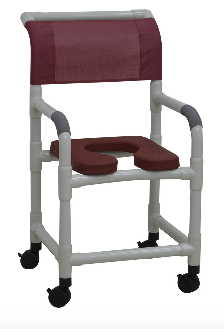 MJM International Rolling Shower Chair with Padded Commode Seating - 18 ...