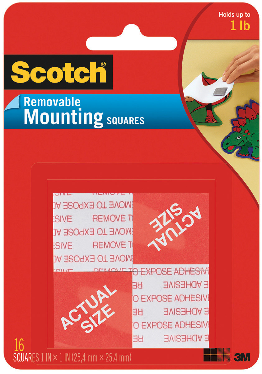 Scotch Removable Mounting Squares, 1'' Squares 16 Pack - MICA Store