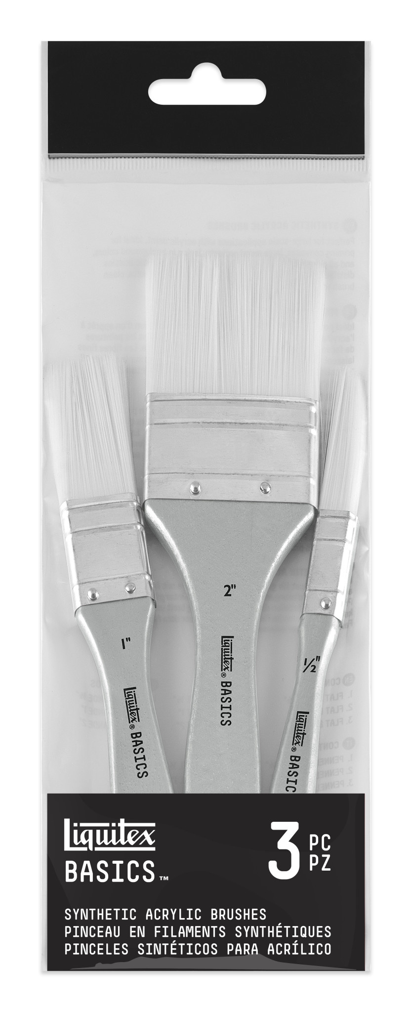 BASICS Synthetic Hair Brush Sets, 3-Brush Set (1/2", 1" & 2") - MICA Store