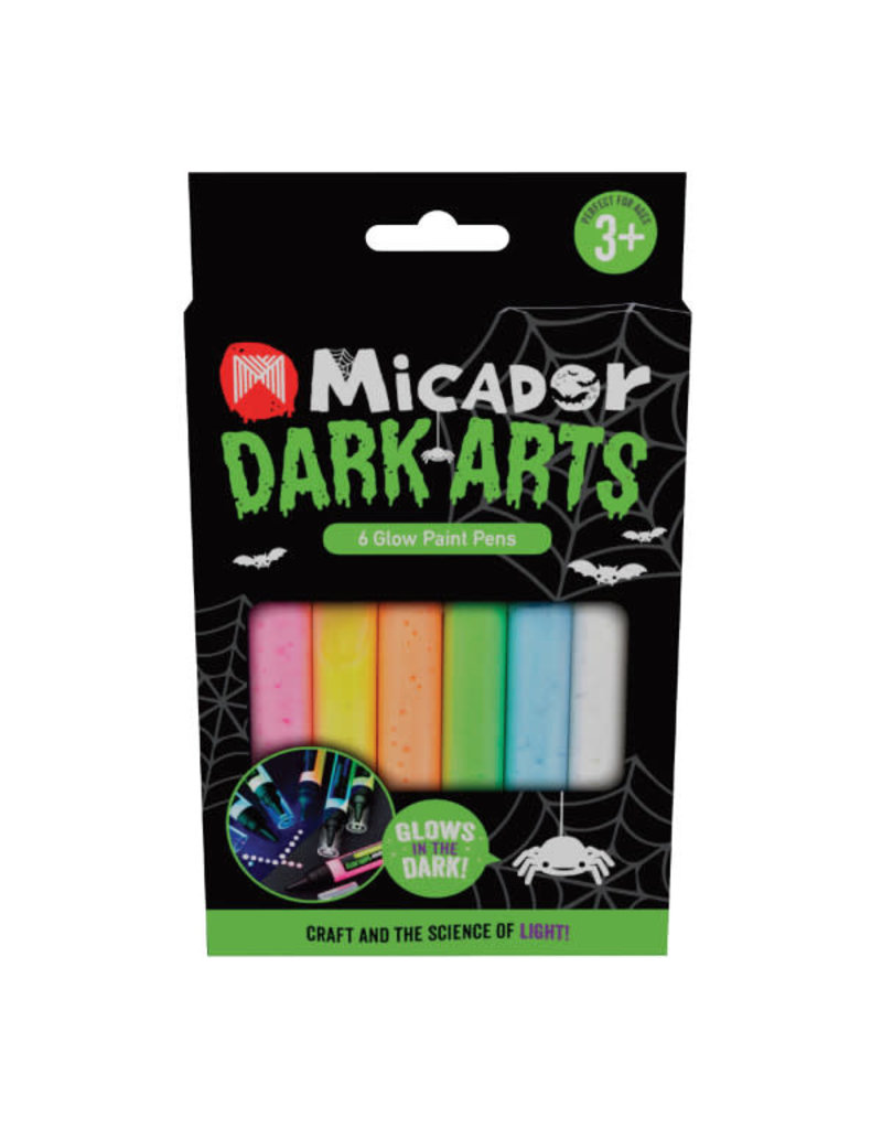 Micador Dark Arts, Glow Paint Pens Set, 6-Color Pen Set - MICA Store
