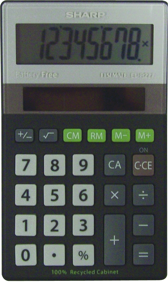 Sharp EL-R277BBK Eco-concept Handheld Basic Calculator - MICA Store