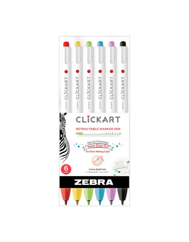 ClickArt Retractable Marker Pen Sets, 6-Pen Set - Assorted Colors ...
