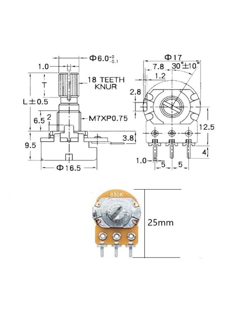 Rotary Potentiometer 10k Ohm - MICA Store