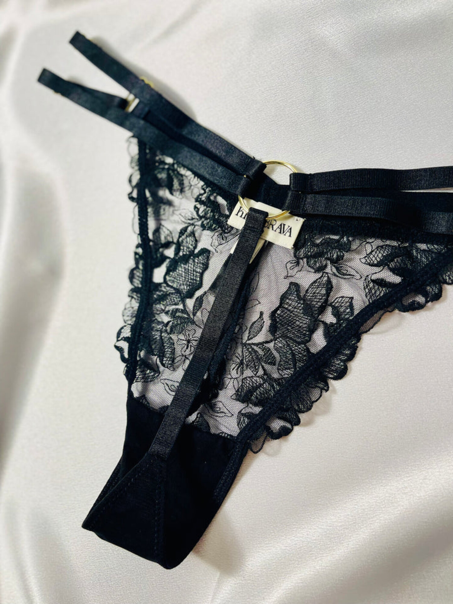 Embroidered G-String Panty 12205 Black - Lace & Day