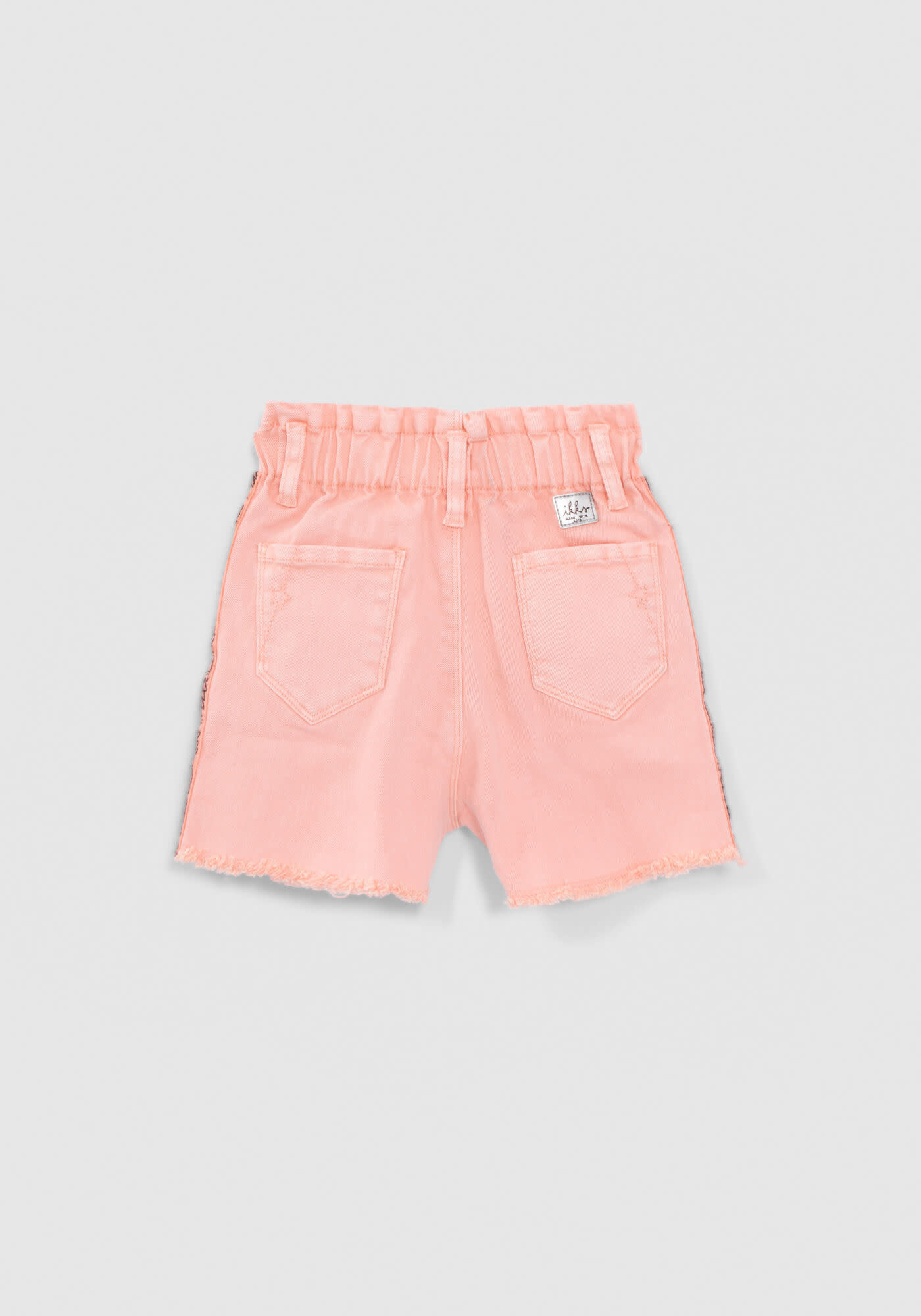 GIRLS’ PEACH DENIM SHORTS, EMBROIDERED BRAID DOWN SIDES | IKKS Canada ...