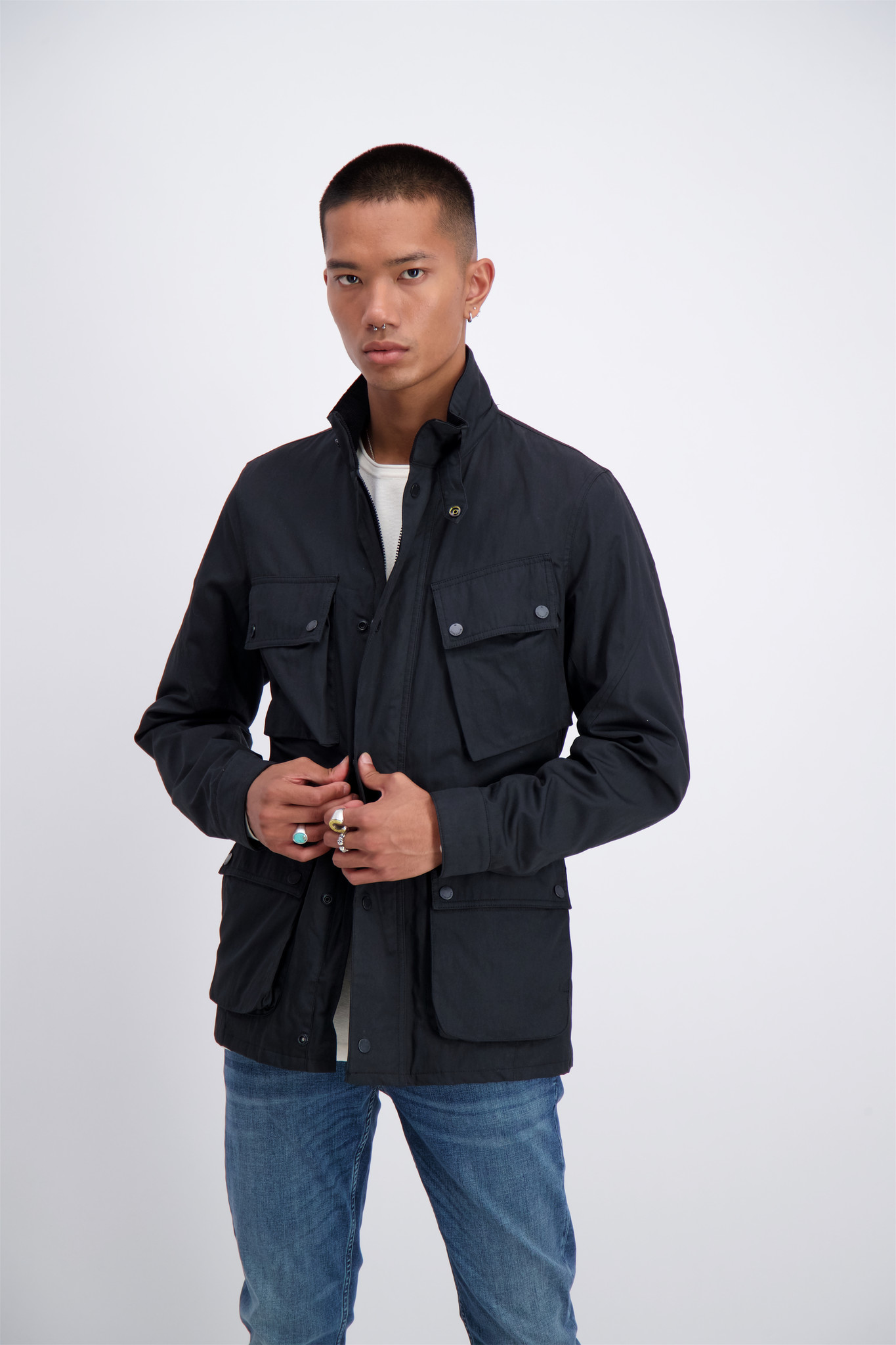 Waxed Cotton Motorcycle Jacket Style:60-35219US - LINDBERGH
