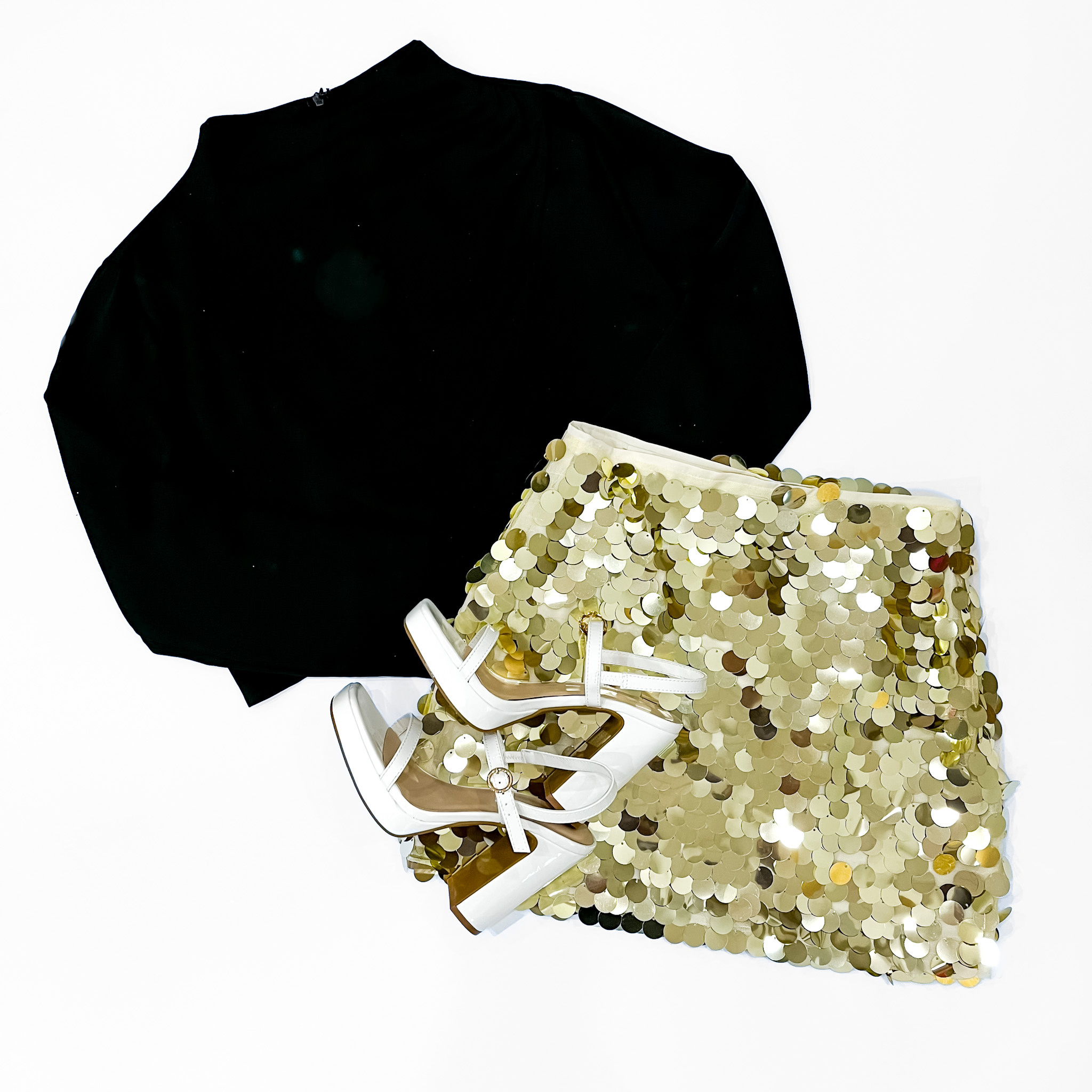 Gold Sequin Disc Skirt - The Magnolia