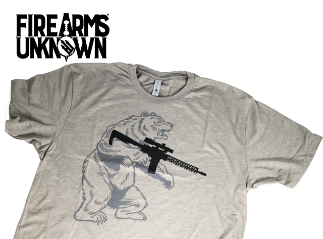 Firearms Unknown FU Bear Arms Logo T-Shirt Grey - Firearms Unknown