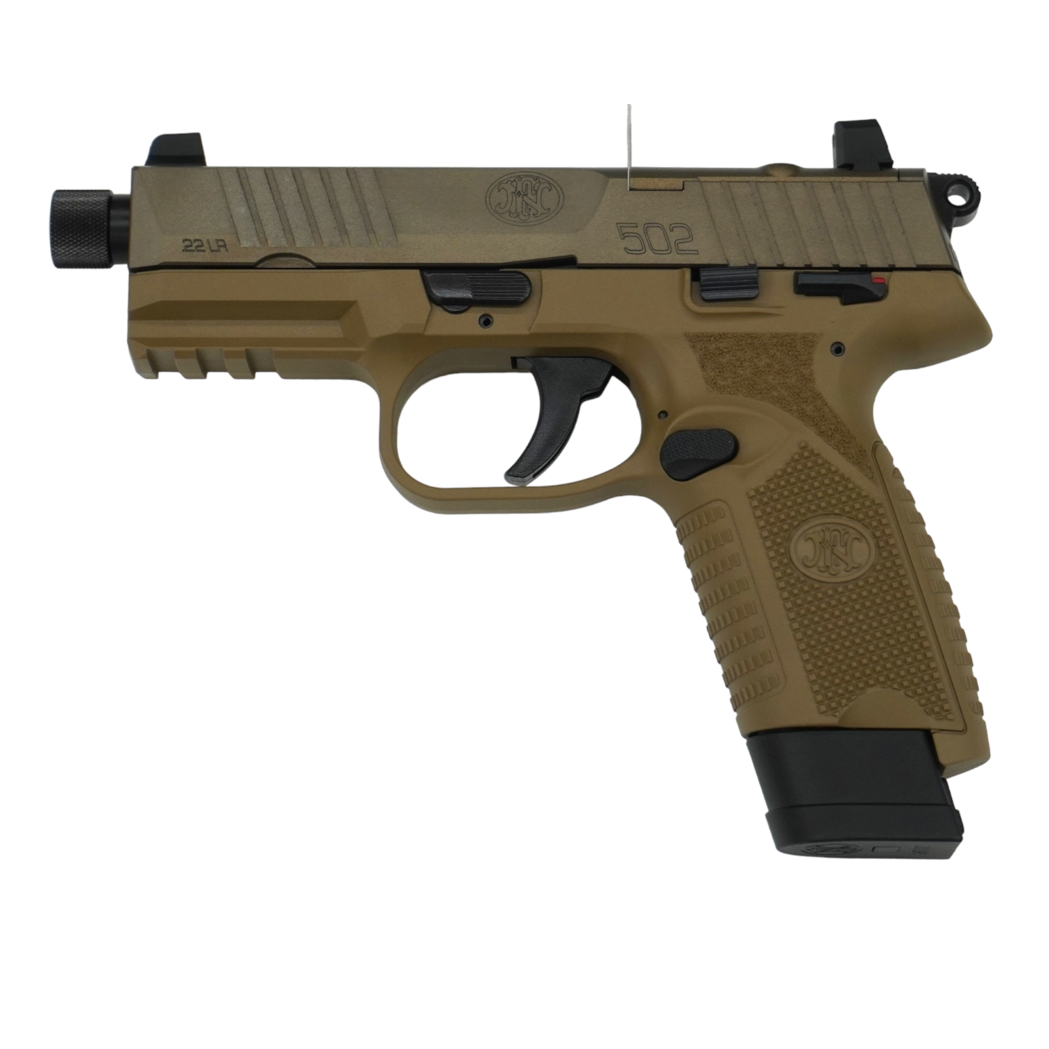FN America, 502, Tactical, 22 LR, Threaded Barrel, FDE, Ambi Safety, 2 ...