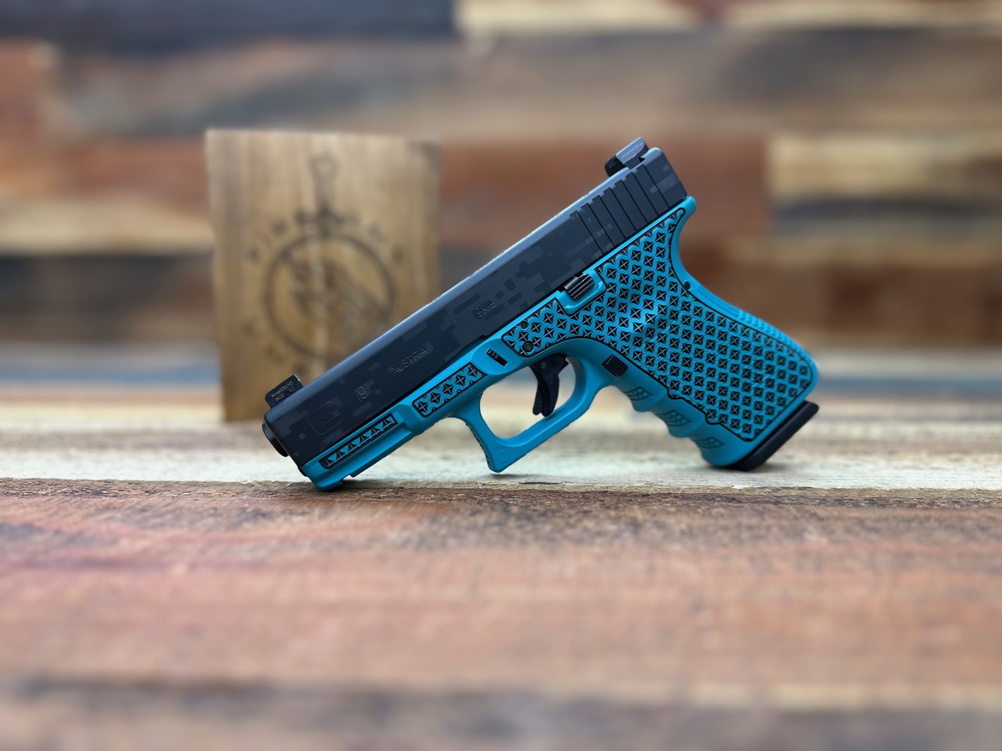 Glock 19 Gen3, Refurbished, Custom Cerakote Aztec Teal & Glacier Black ...
