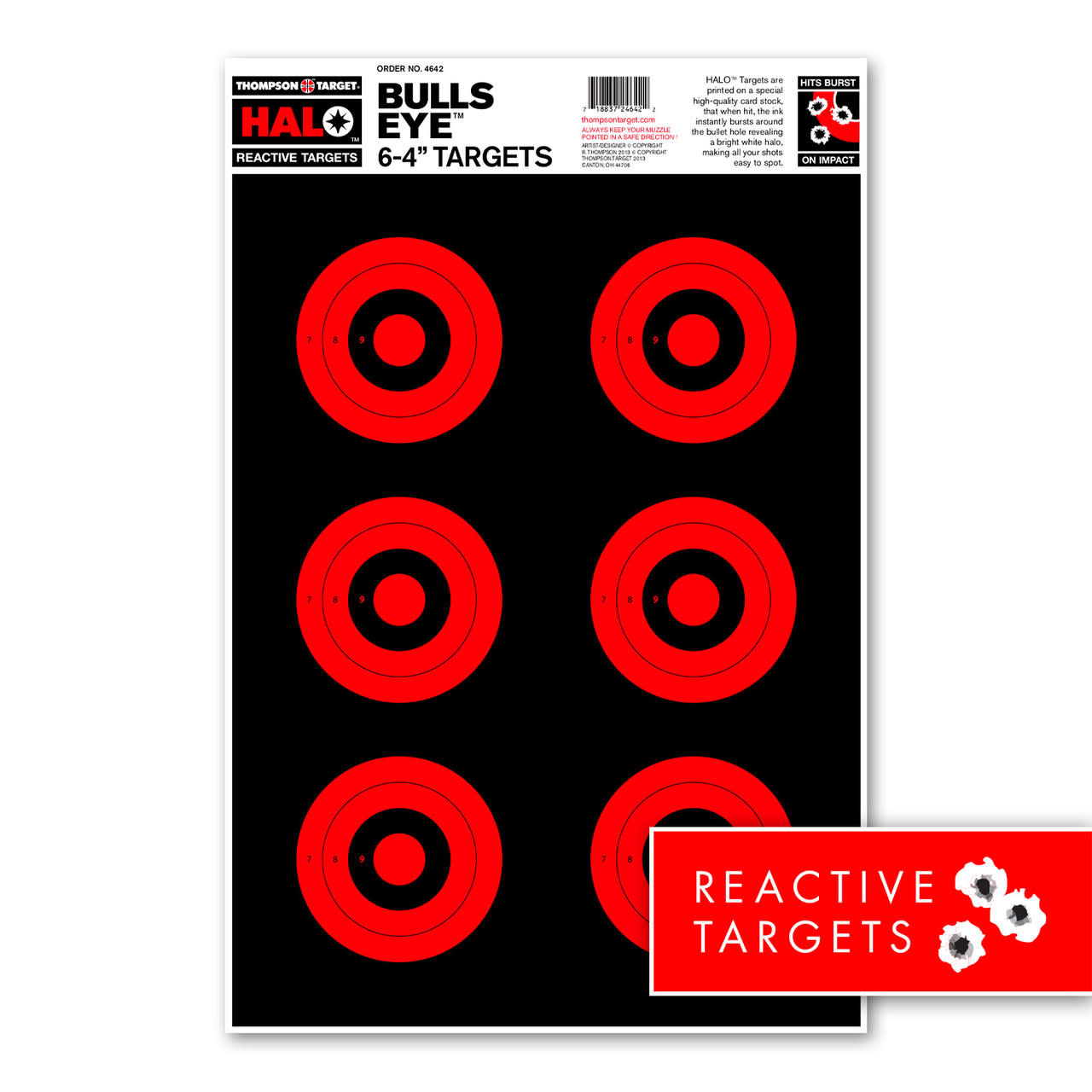 Thompson Target HALO Bullseye 6-4" Targets - Reactive Splatter 12.5"x19 ...