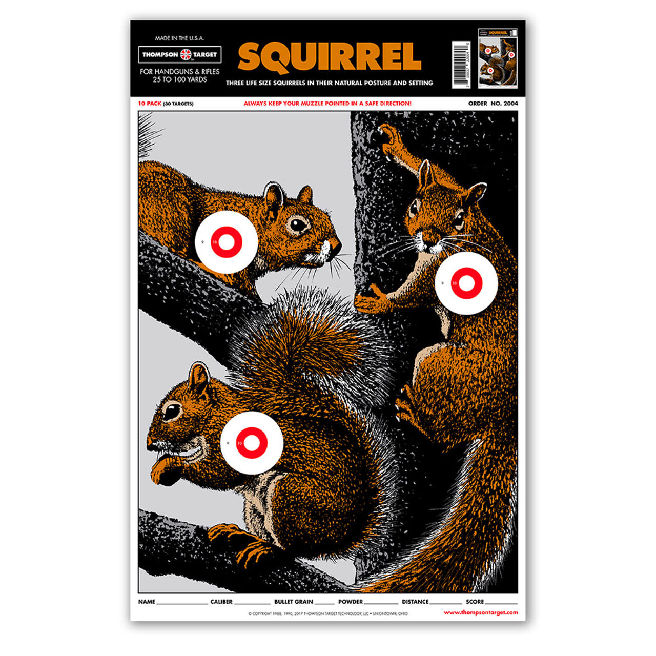Thompson Target Life-Size Squirrel 12.5"x19" Paper Hunting Targets 10PK ...