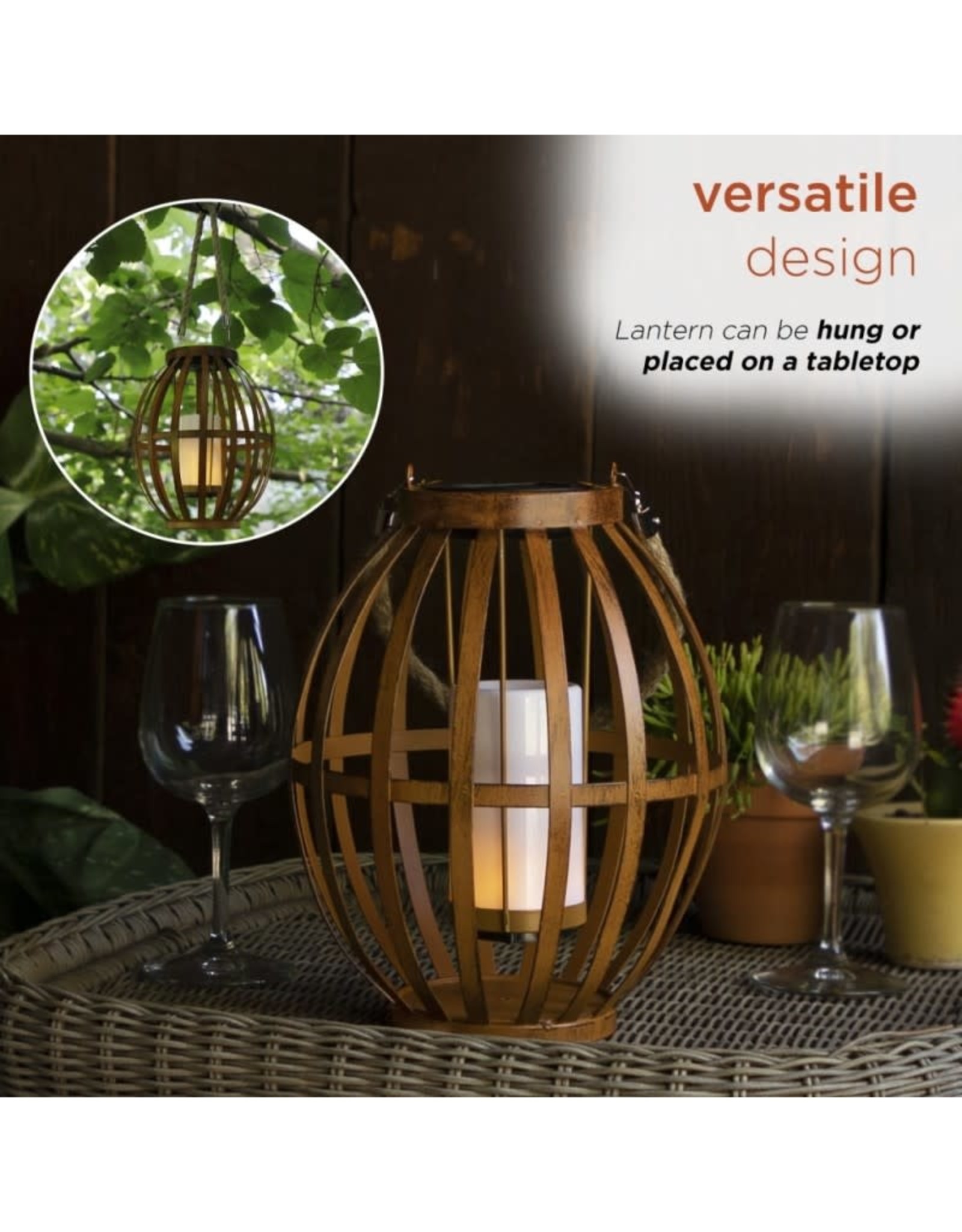 Solar Lantern - Metal Flickering Lantern - The Bear Den Gallery