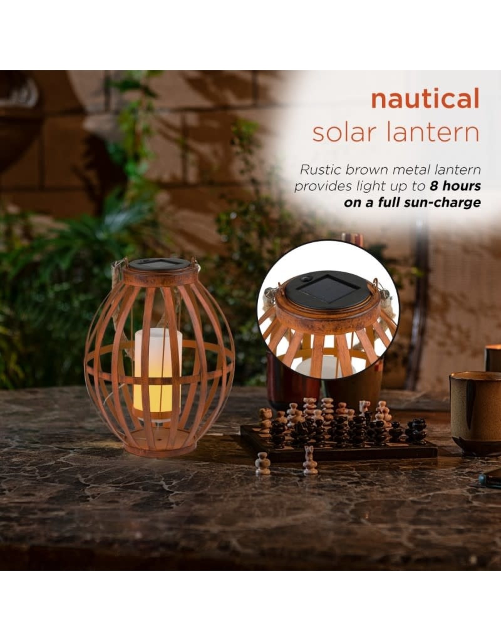 Solar Lantern - Metal Flickering Lantern - The Bear Den Gallery