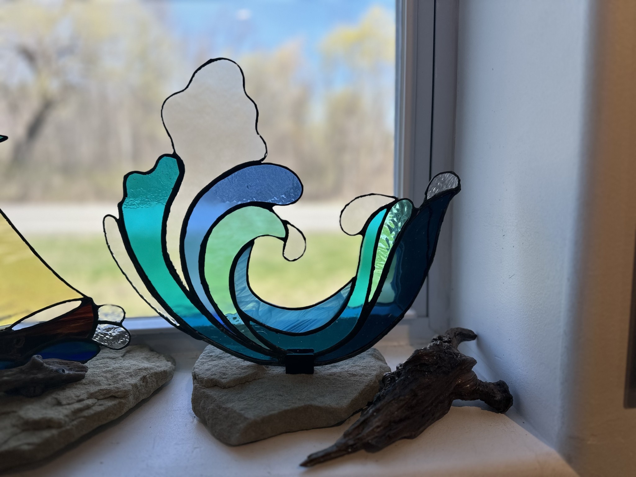 Stained Glass on Stone - "Wave" - Christine Saksewski - The Bear Den ...