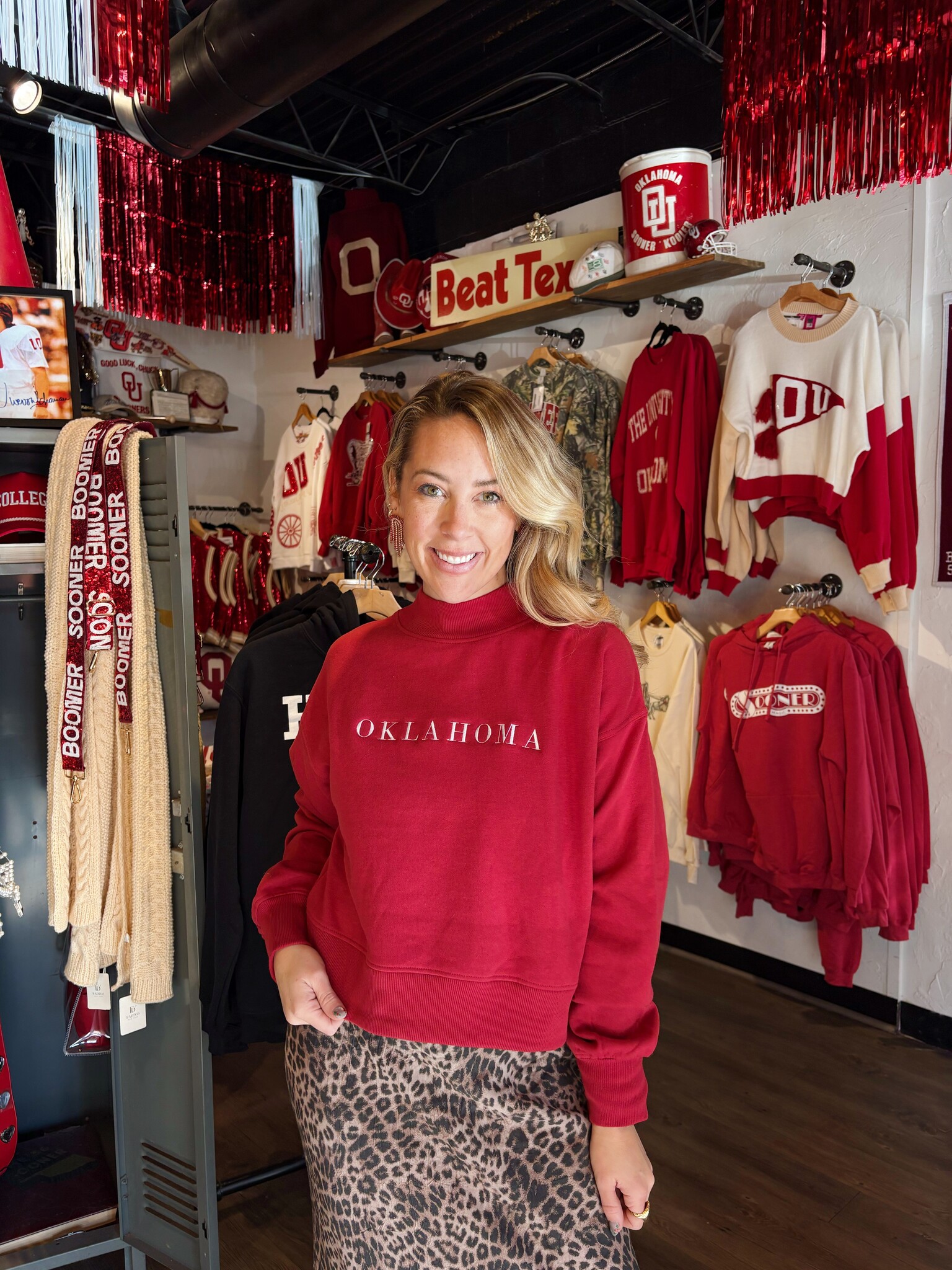 Oklahoma Red Cropped Mock Neck - Blush Boutique
