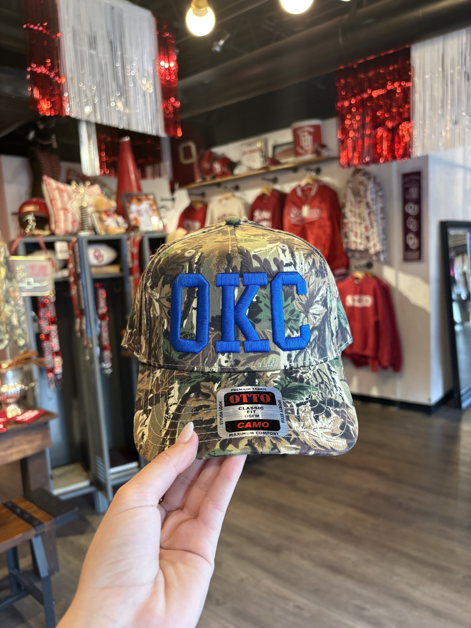 blue okc dark camo hat - Blush Boutique
