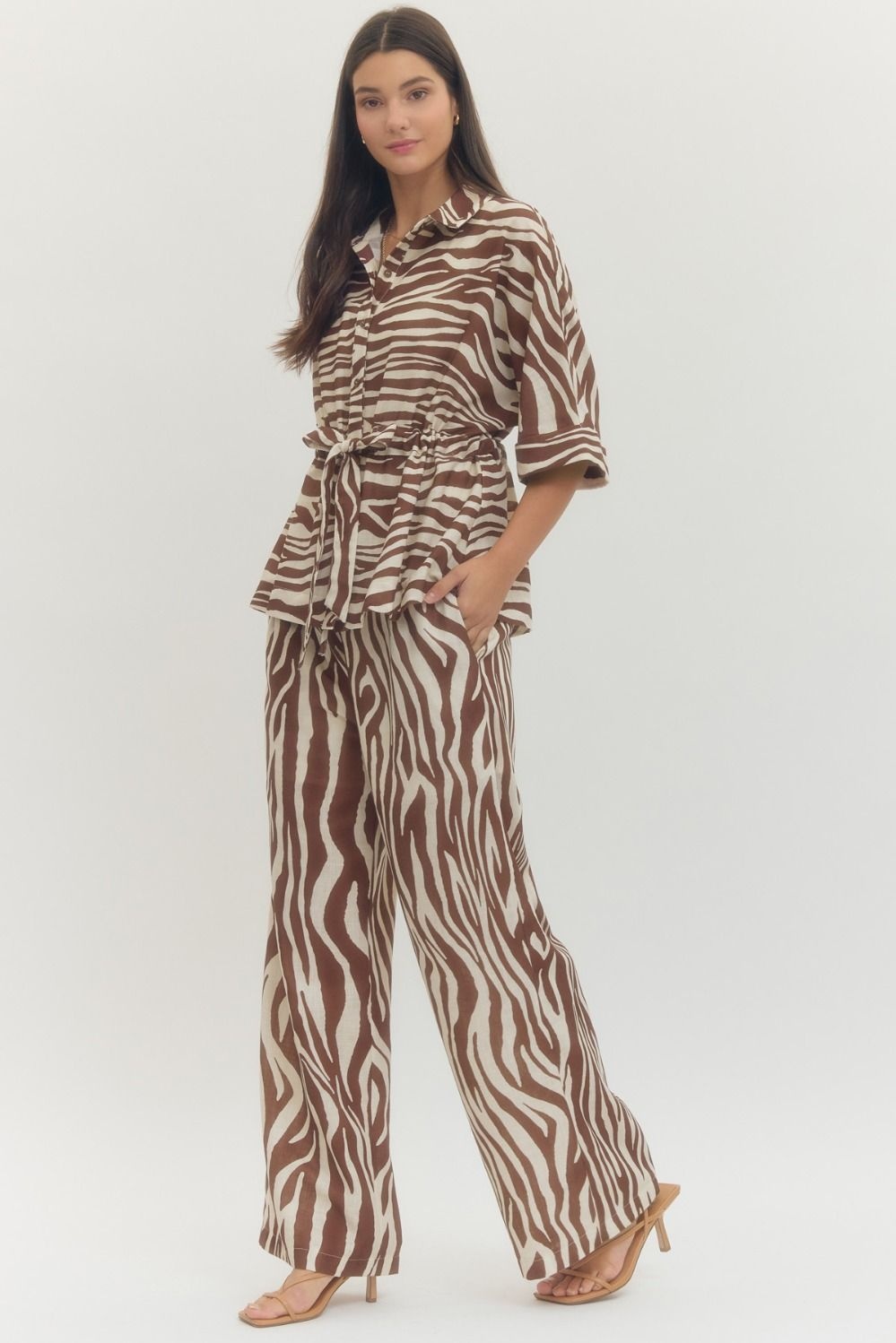 Brown Zebra Print Pant - Blush Boutique