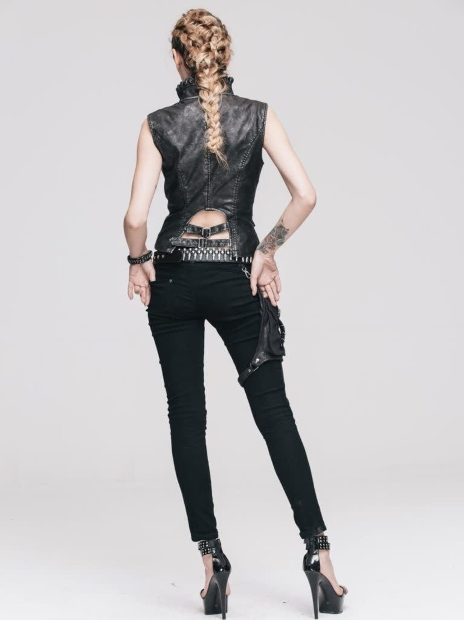 Punk Underbust Vest w/ High Ruffle Neck | No Rules Fashion Punk Underbust Vest w/ High Ruffle Neck | No Rules Fashion