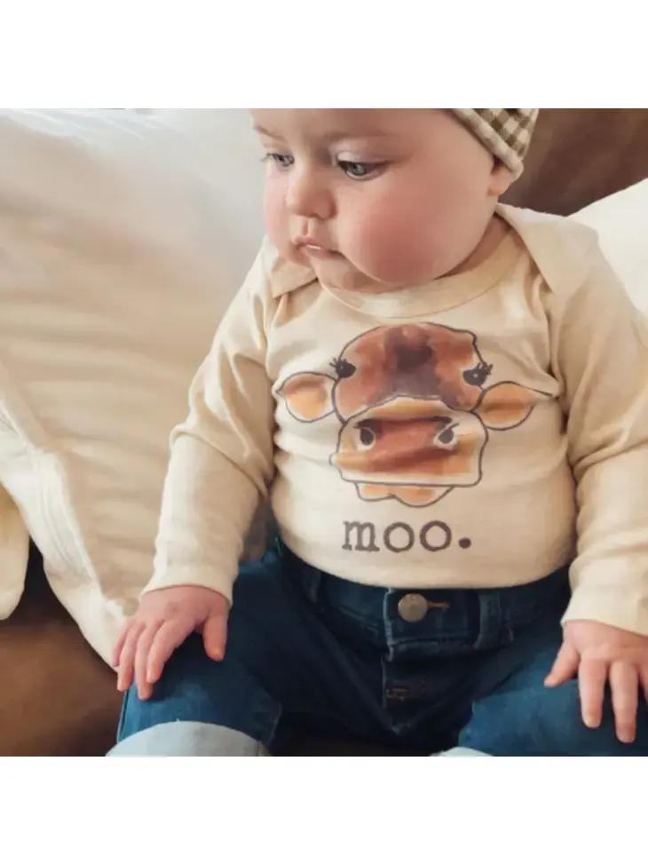 "Moo" Cow Neutral Body Suit (Long Sleeves) - Equine Essentials Tack ...