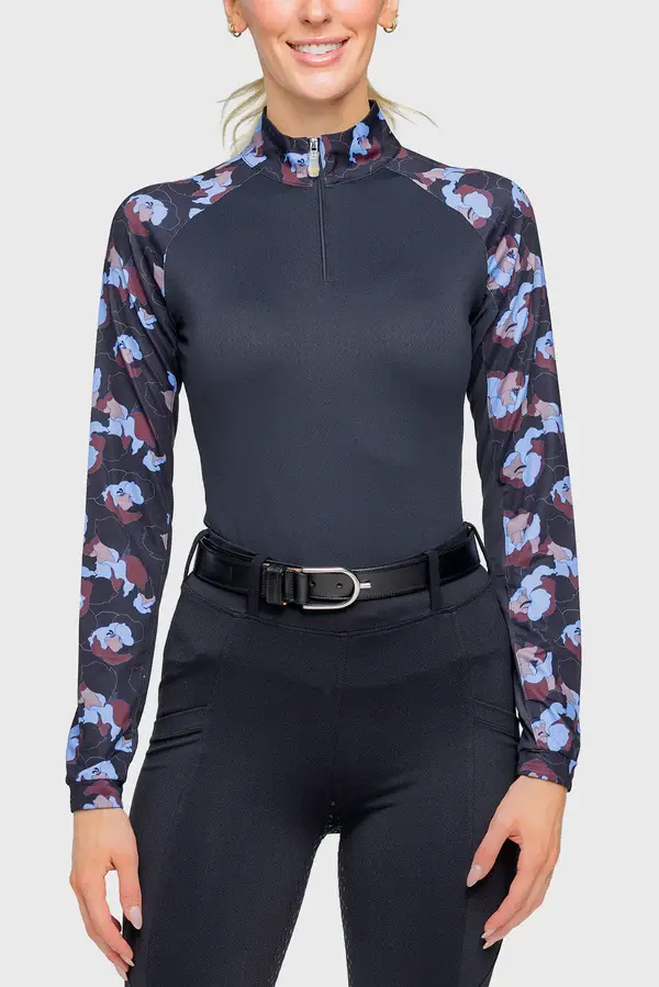 Long Sleeve Raglan Black Floral 1/4 Zip - Equine Essentials Tack ...