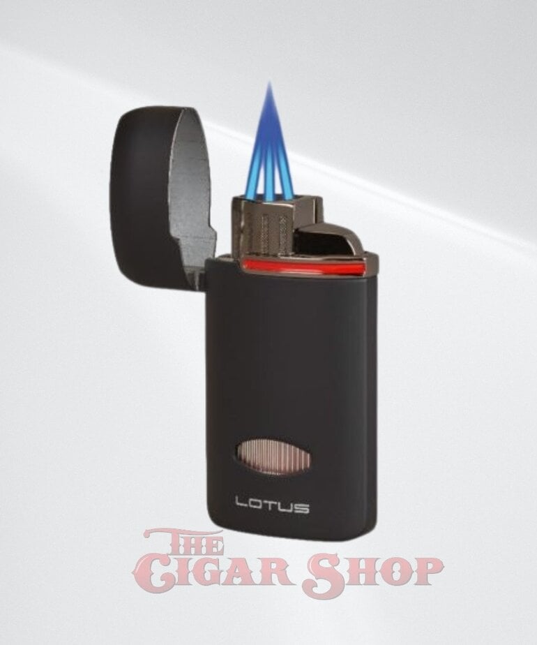 Lotus Matrix Triple Torch with Punch - Black Matte - The Cigar Shop