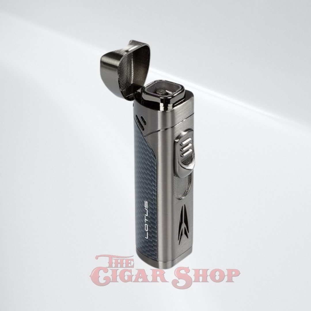 Lotus Monarch Quad Flame Torch w/ Cigar Rest & Punch - Chrome & Black ...