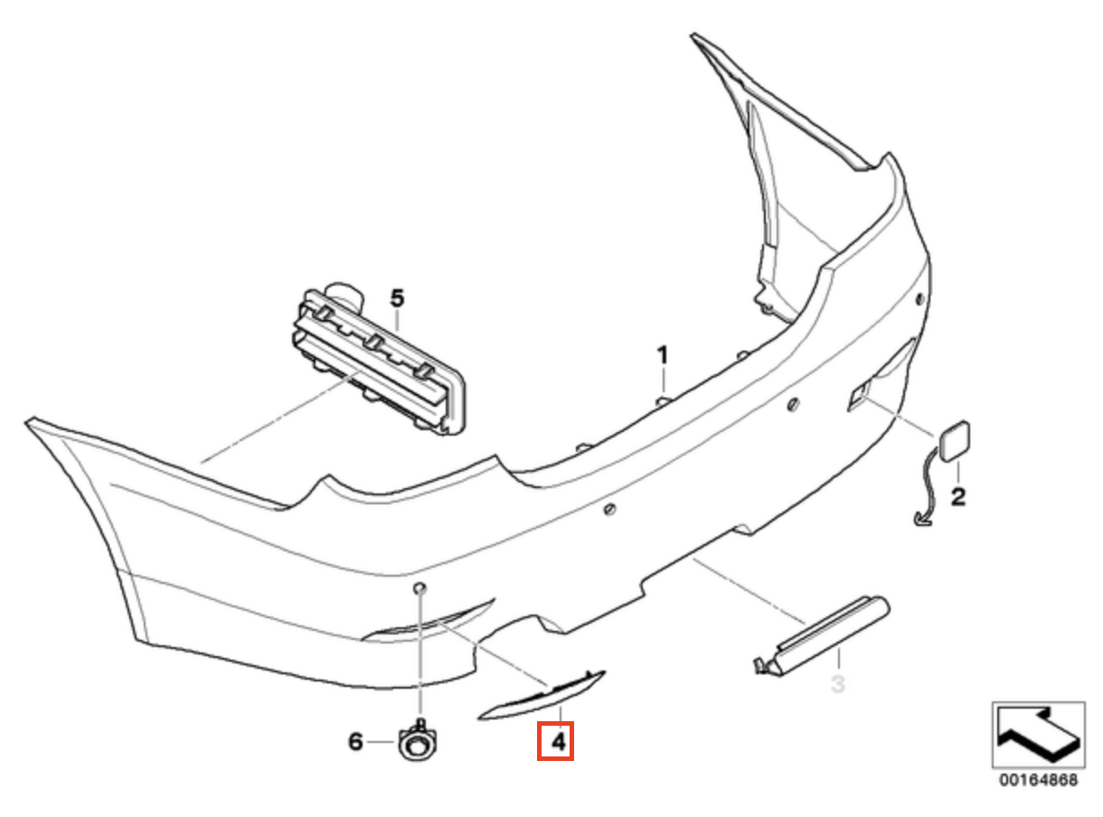 Rear bumper trim primed, right, for BMW E-60 - A R T Performance