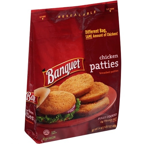 Banquet Chicken Patty Original Bag, 24 oz, 8 ct - Span Elite
