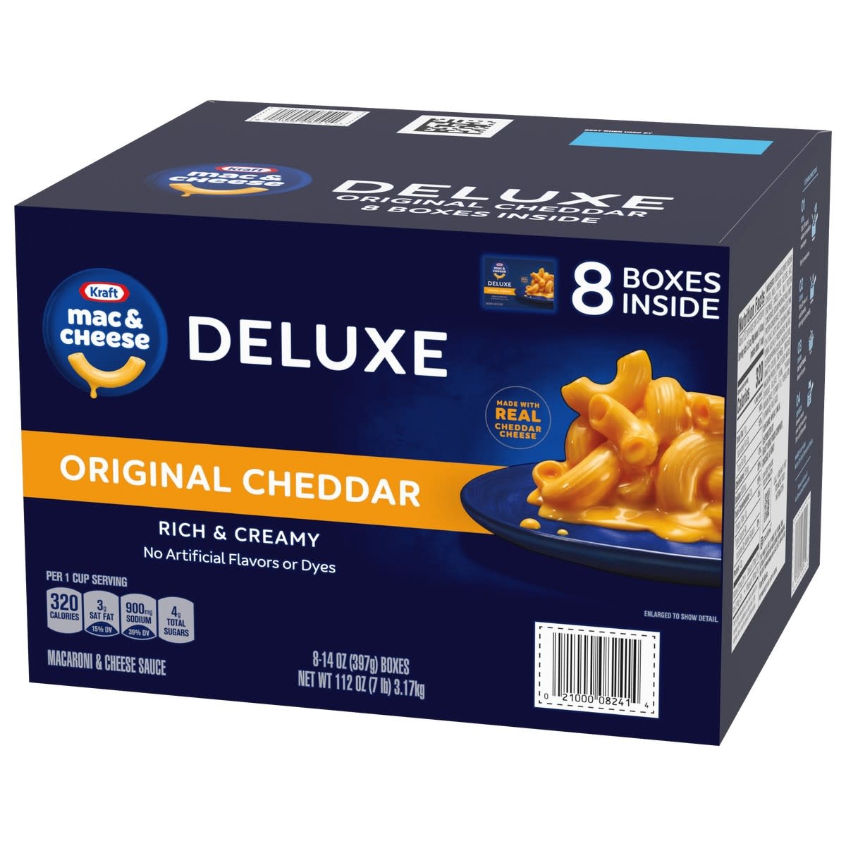 Kraft Kraft Macaroni & Cheese Deluxe Dinner Original Cheddar, 14 oz, 8 ...