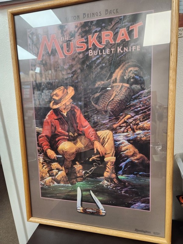 Remington Muskrat Bullet Knife framed poster - Larry's Sporting Goods