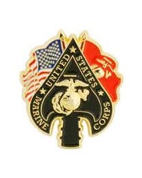 Pin - USMC Spade & Flag - Military Outlet